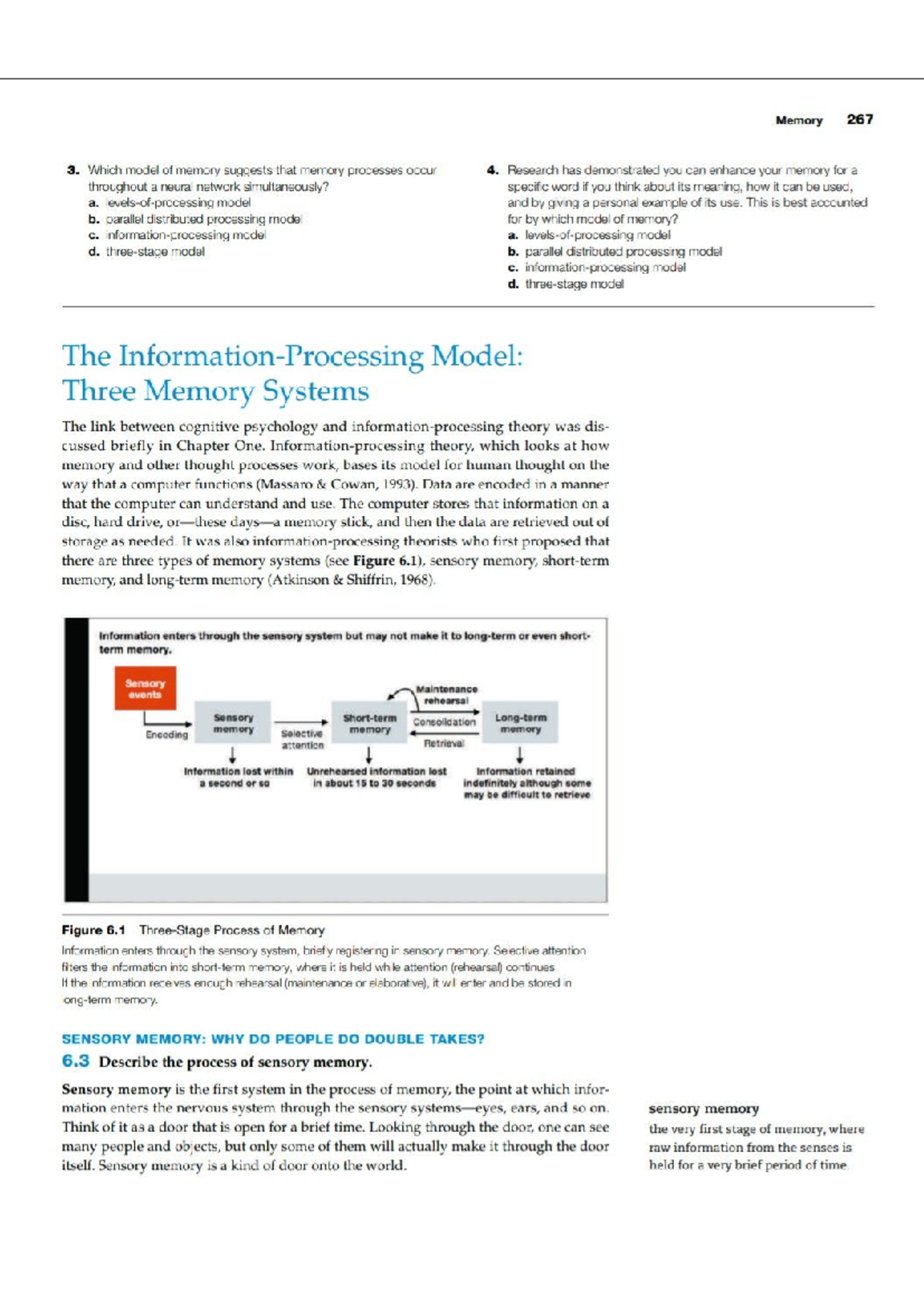Memory Models and Processes: PSY 267 Lecture Notes - Studocu