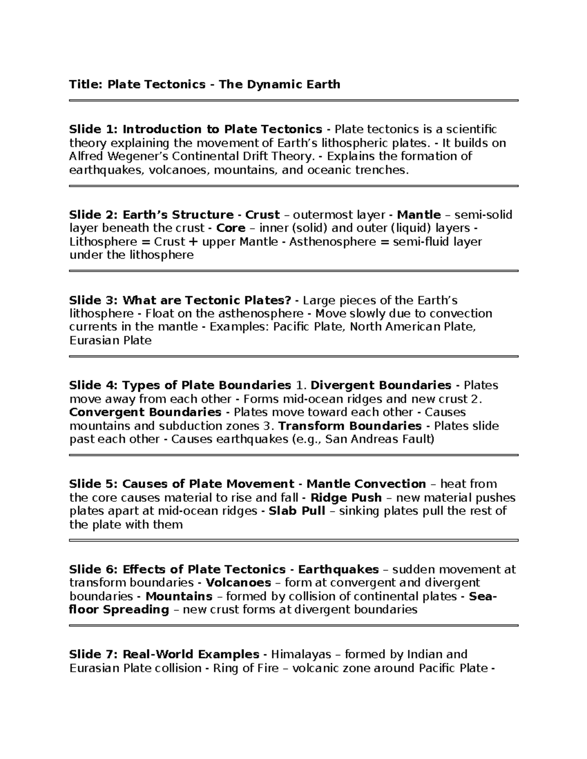 Plate Tectonics (GEOL 101): Understanding Earth's Dynamic Layers - Studocu