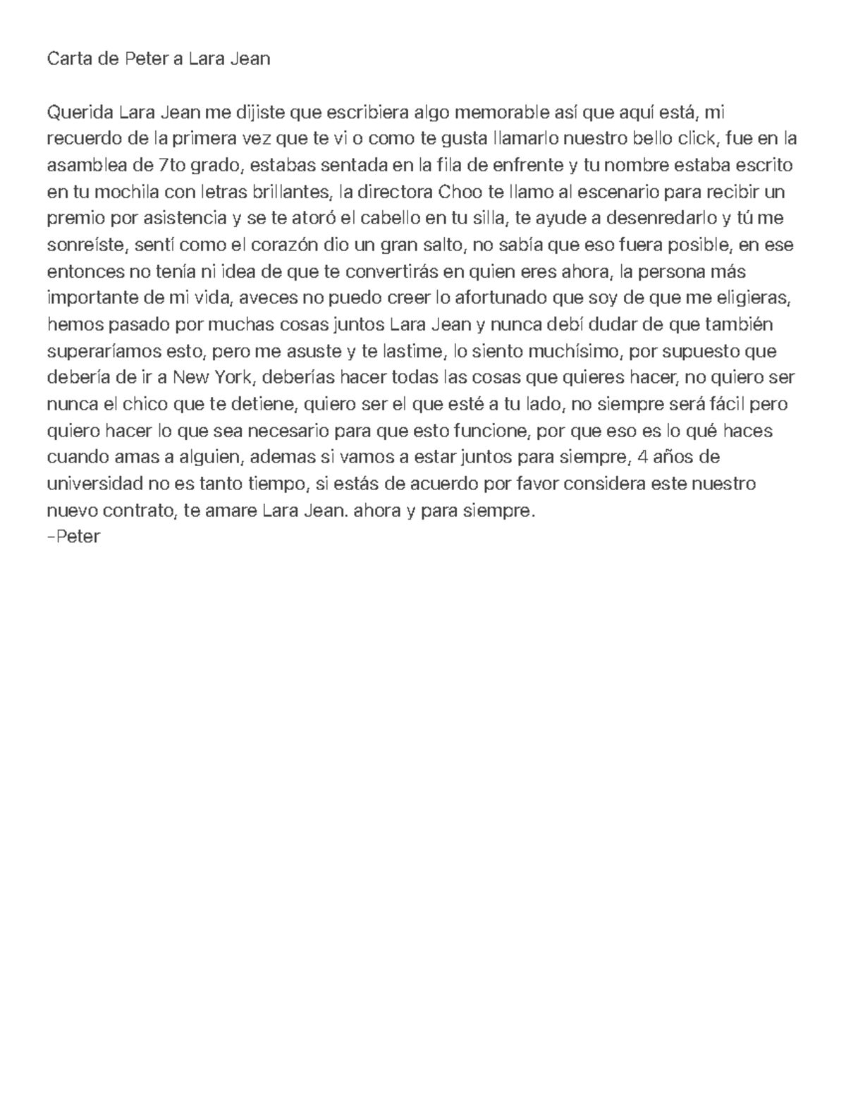 Texto De Lara Jean