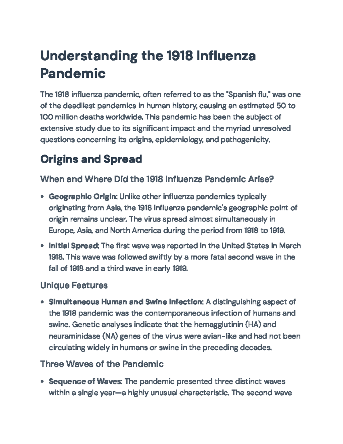 1918 Influenza Pandemic: Origins, Waves, and Public Health Implications ...