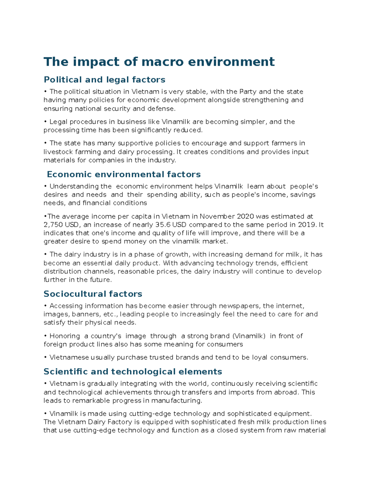 MGT101: The Macro Environment's Impact on Managers in Vietnam - Studocu