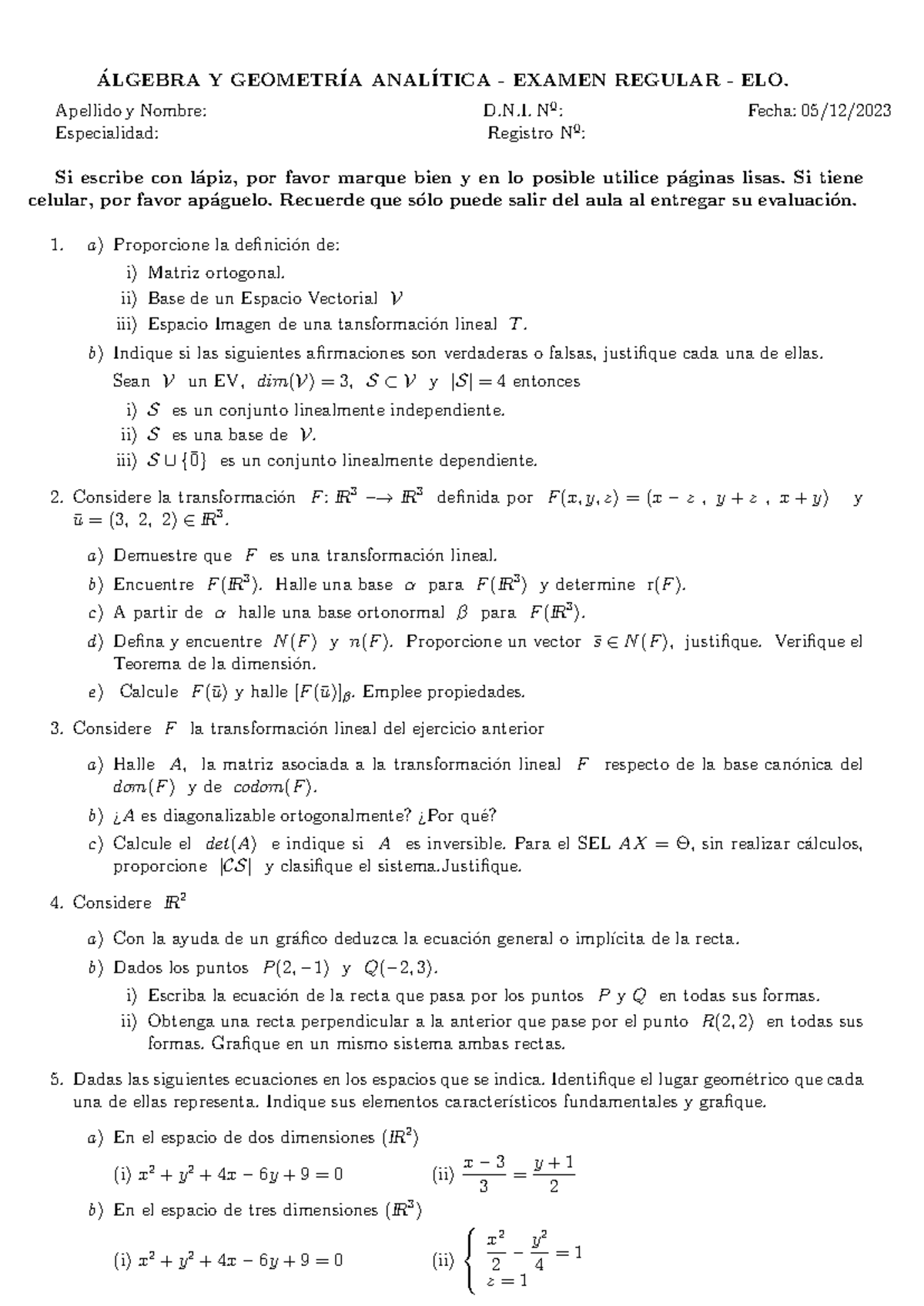 Examen Regular de Matemáticas - ELO 2023: Análisis y Resolución - Studocu