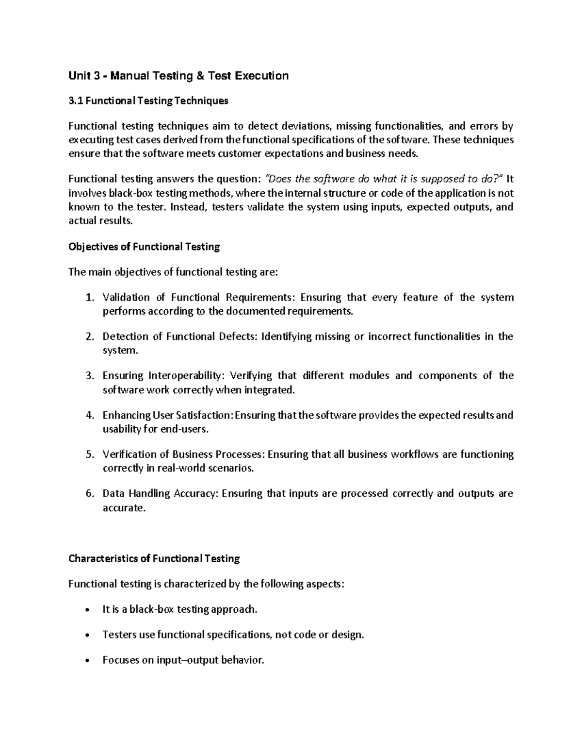 Unit 3 Manual Testing & Test Execution Techniques - Studocu