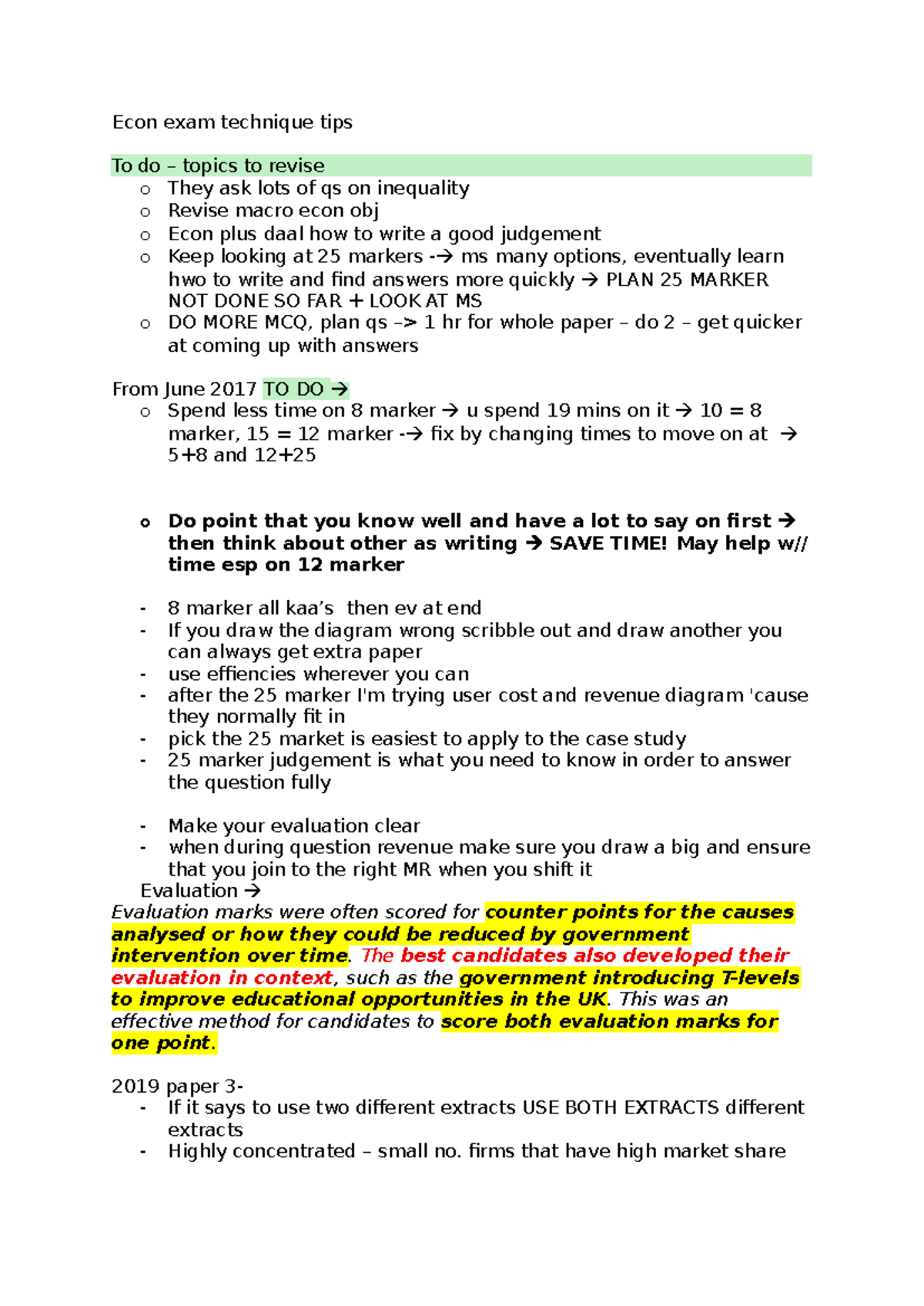 Econ 101: Exam Technique Tips for Success in 25 Mark Questions - Studocu