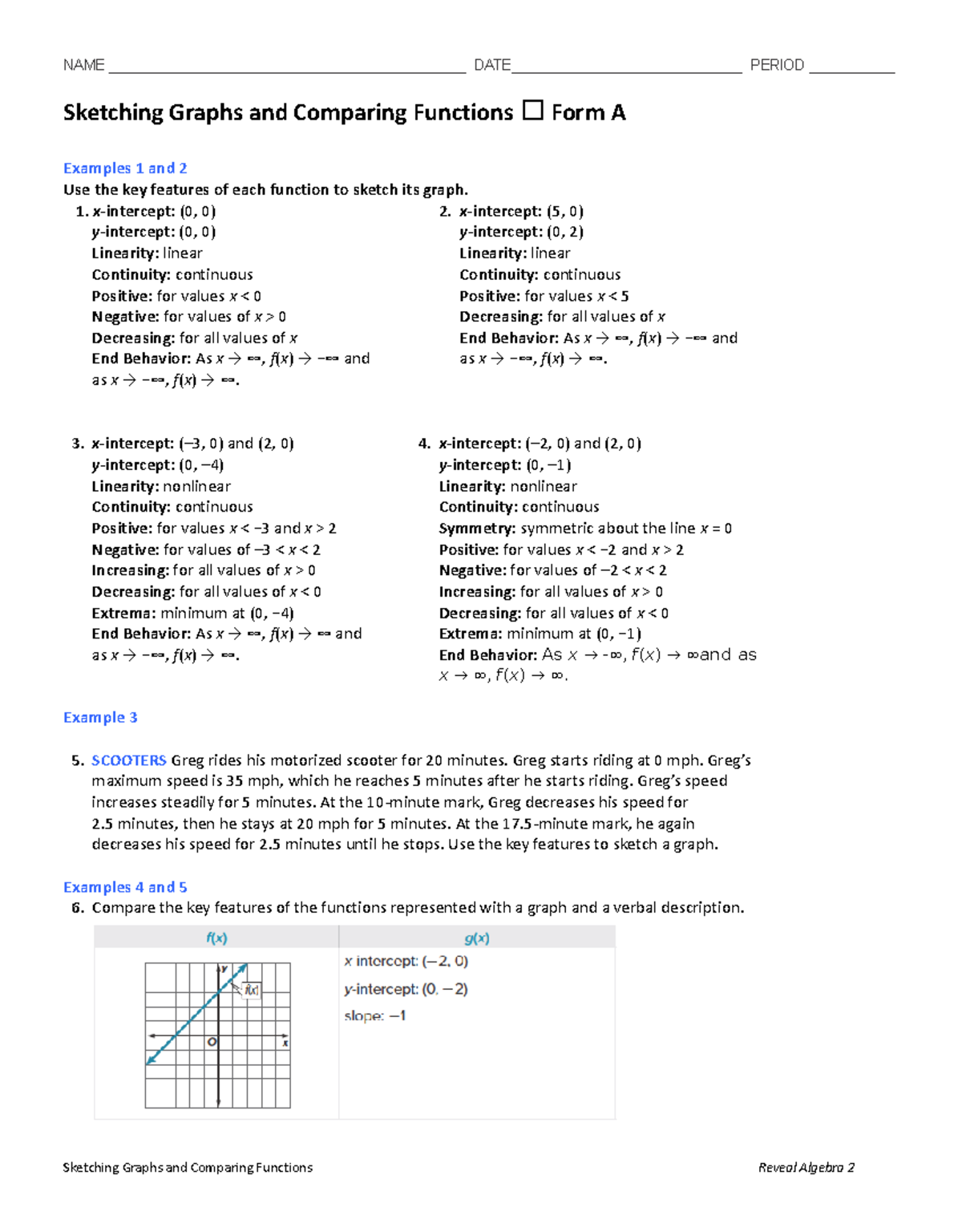 Lesson 4 sketching graph and compare function - NAME