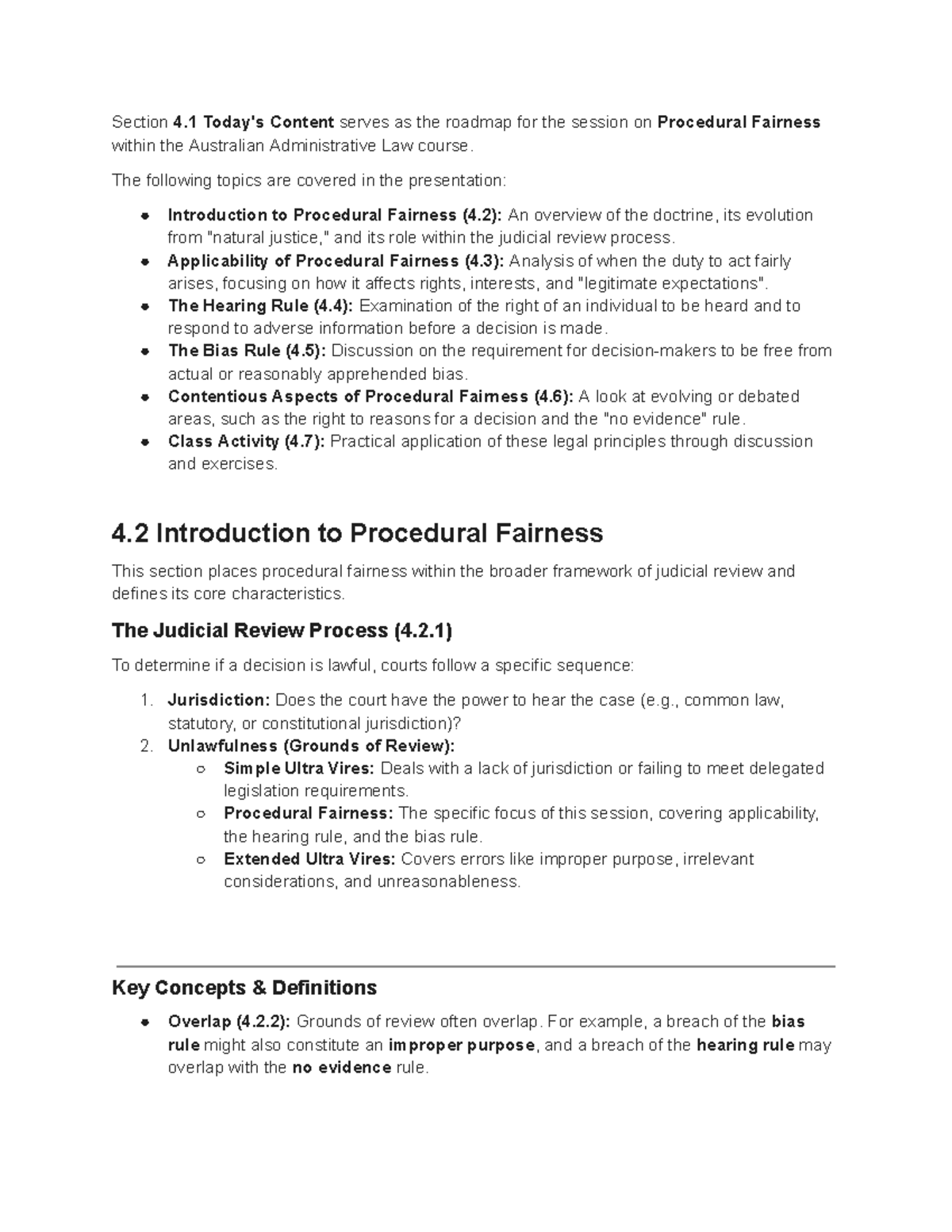 Australian Administrative Law (LAW101): Procedural Fairness Overview ...