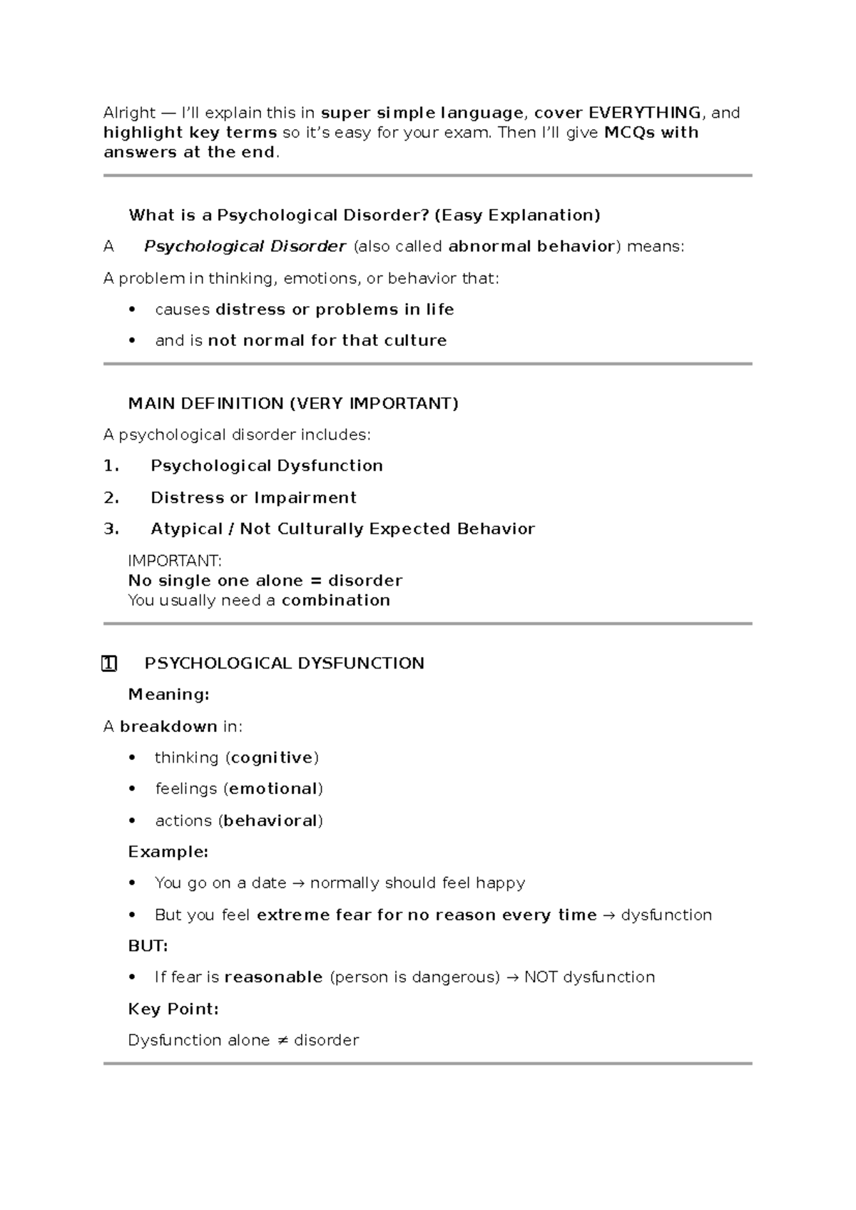 UMD SEM 4: Understanding Mental Disorders - Unit 1 Notes - Studocu