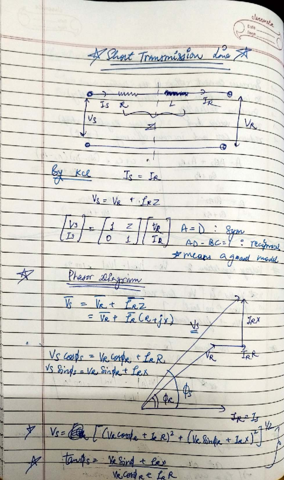 Unit 2 Notes: Short Transmission Line Analysis and Power Factor - Studocu