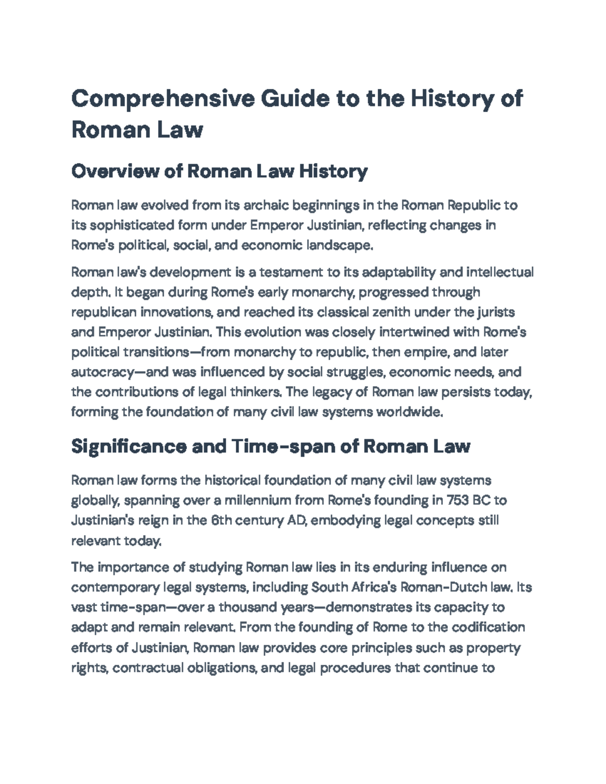 Comprehensive Overview of Roman Law History and Evolution (LAW 101 ...