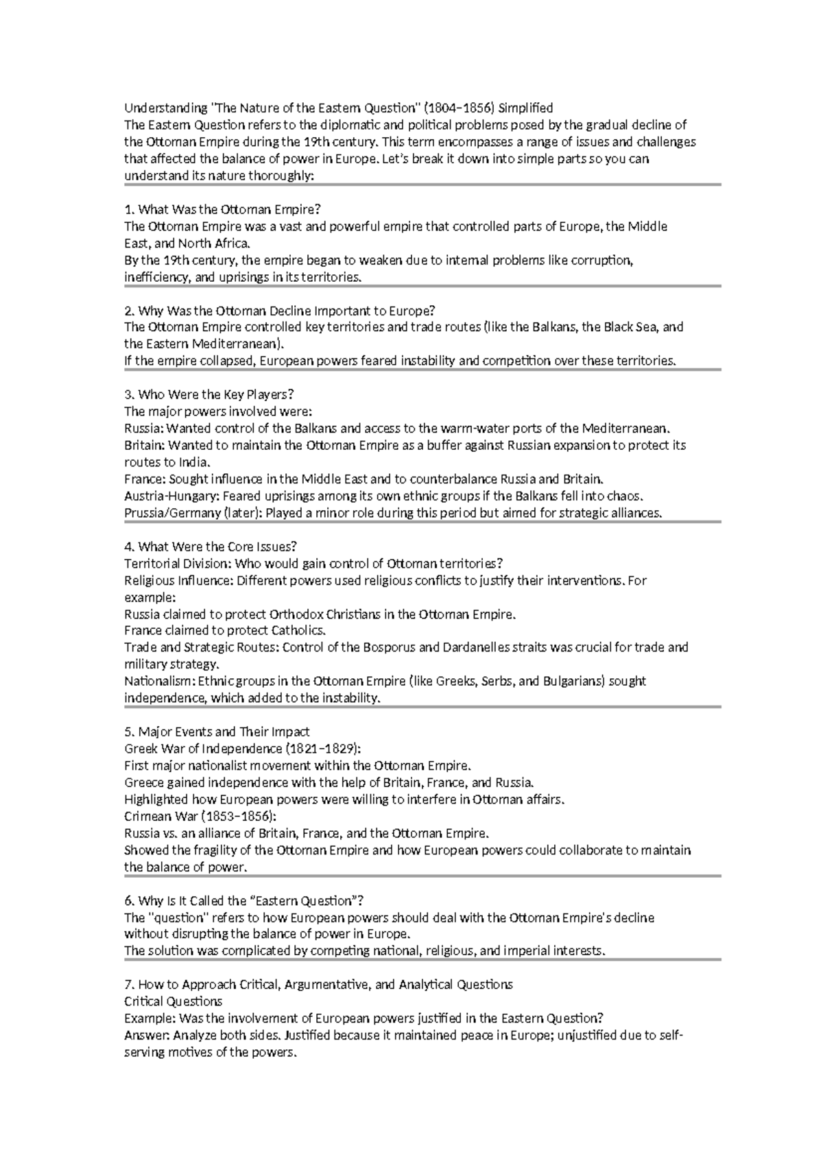 Understanding the Eastern Question (1804–1856): Key Issues & Players ...