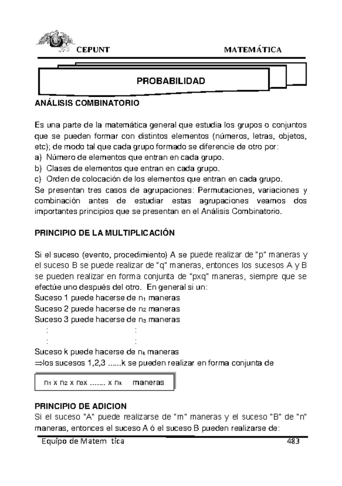 S-32 - Análisis Combinatorio y Teoría de Probabilidades en Matemáticas ... S-32 - Análisis Combinatorio y Teoría de Probabilidades en Matemáticas ...