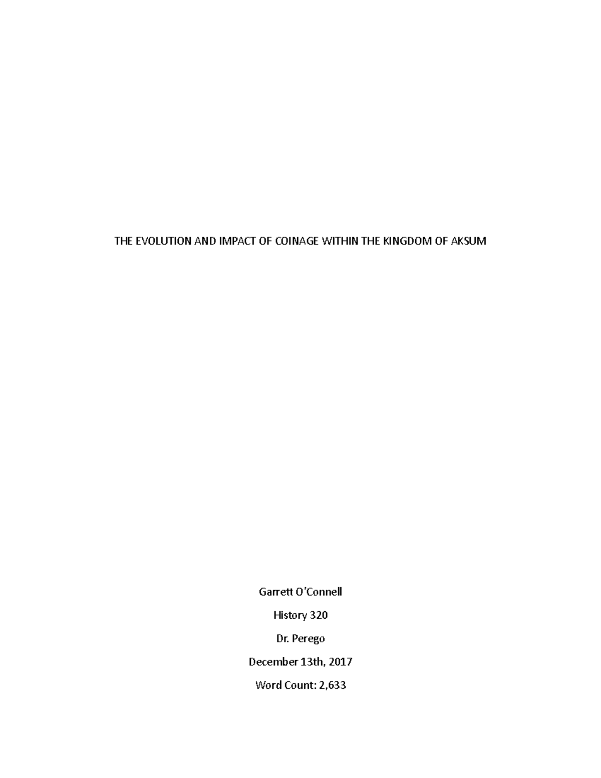 Aksumite Coinage (HIST 320) Term Paper: Evolution & Impact Analysis ...