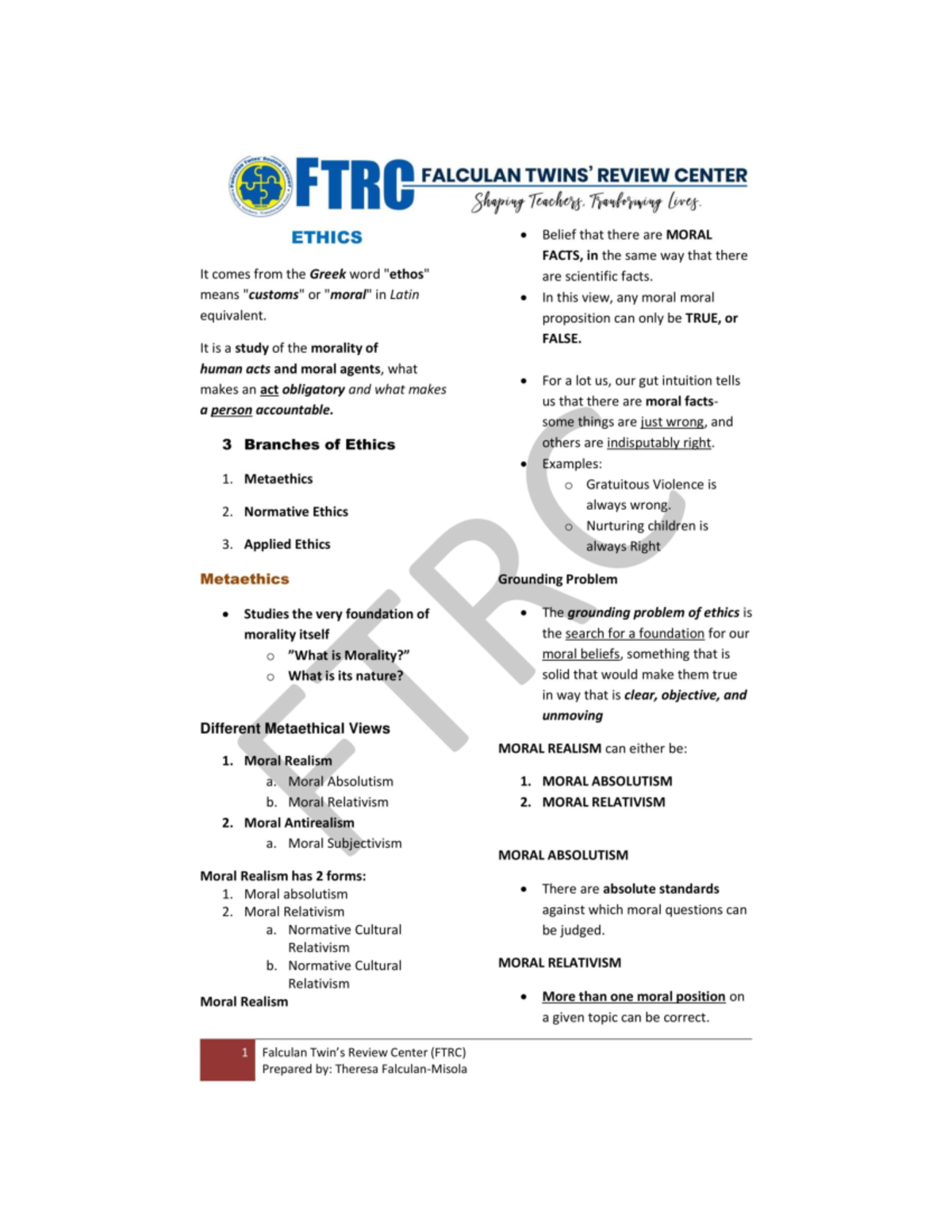 FTRC Ethics: Understanding Moral Realism, Relativism, and Dilemmas ...