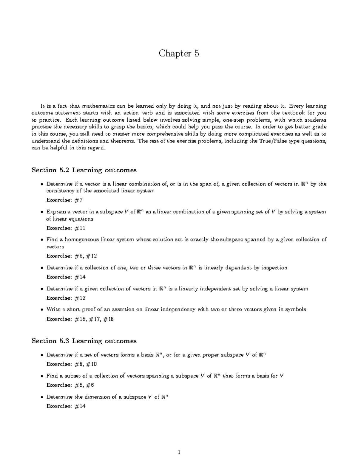 Mathematics Chapter 5: Linear Algebra Concepts and Exercises - Studocu