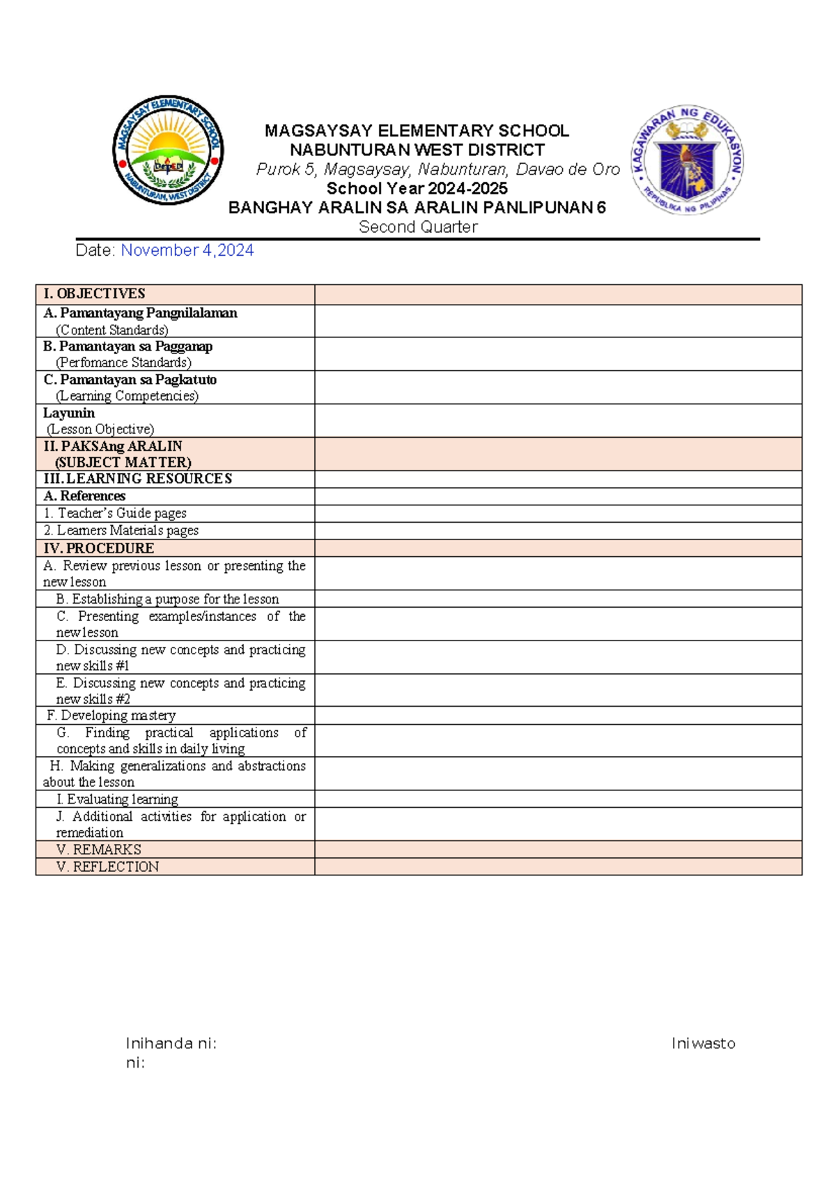 Grade 6 DLP AP Week 8 Lesson Plan (Aralin Panlipunan) - Studocu