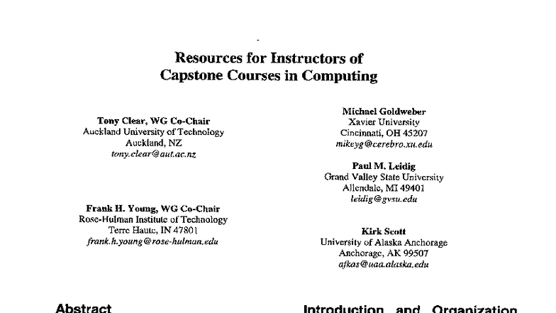 Capstone Course Resources for Instructors in Computing (CS 499) - Studocu
