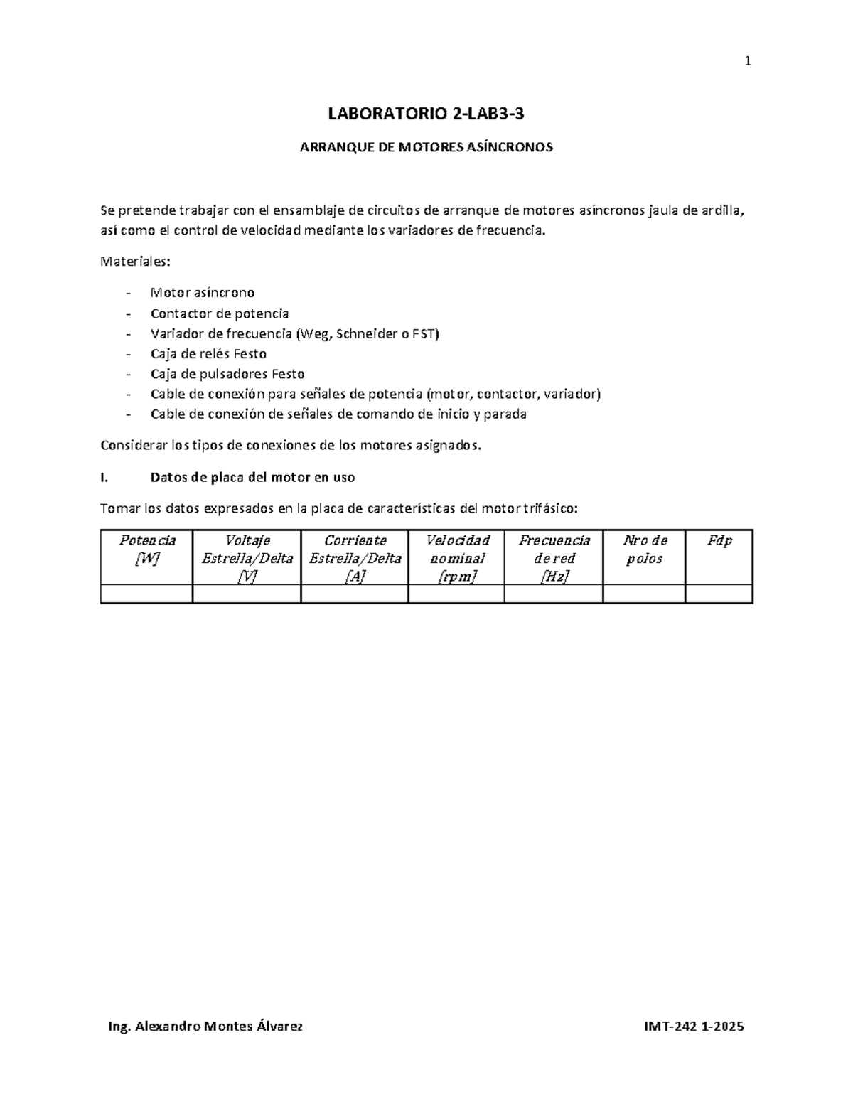 LAB3-3 1-2025: Prácticas de Arranque de Motores Asíncronos - Studocu