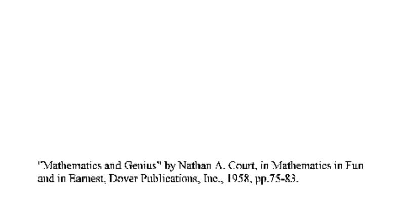 Mathematics and Genius: A Historical Perspective (76 MATHEMATICS IN FUN ...