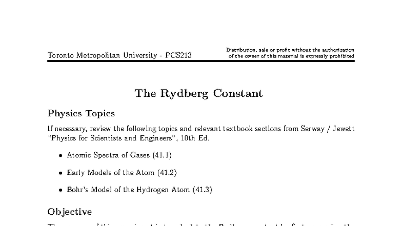 Lab 3 - The Rydberg Constant (PCS213) - Studocu