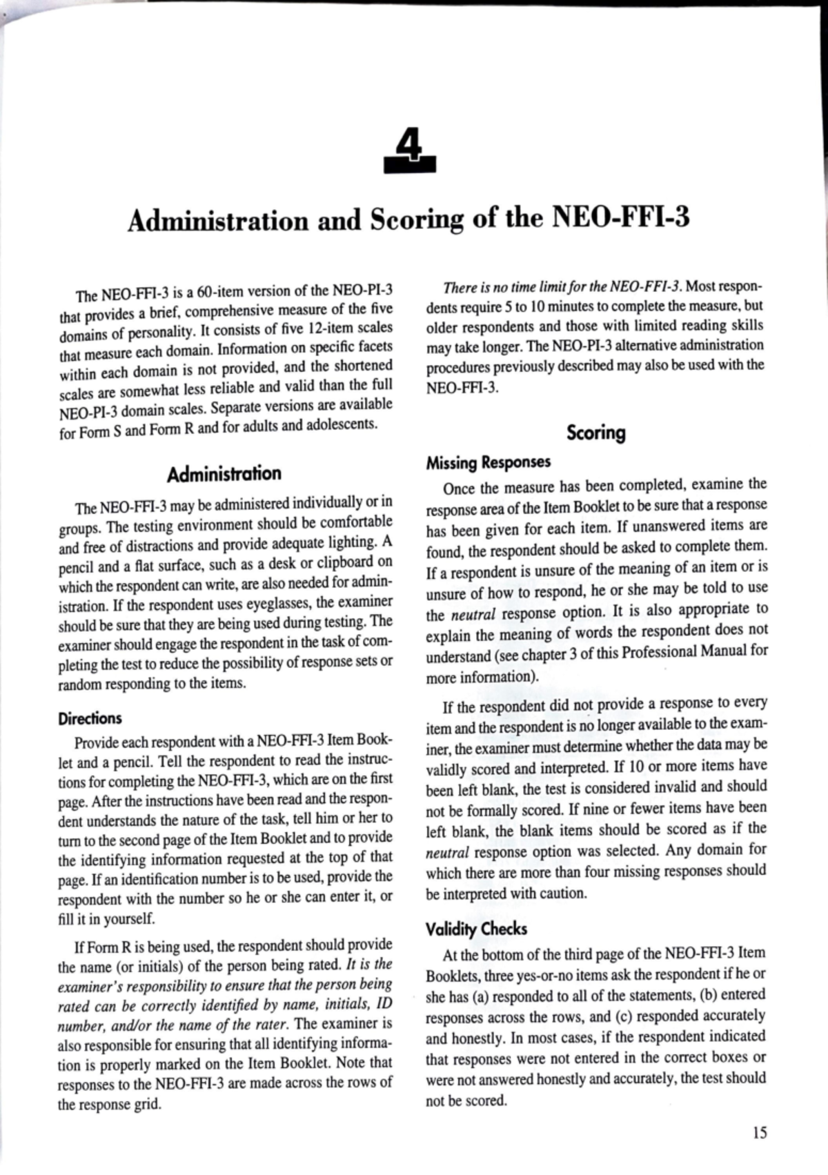 NEO FFI-3 Administration & Scoring Manual - NEO FFI 3 Guide - Studocu