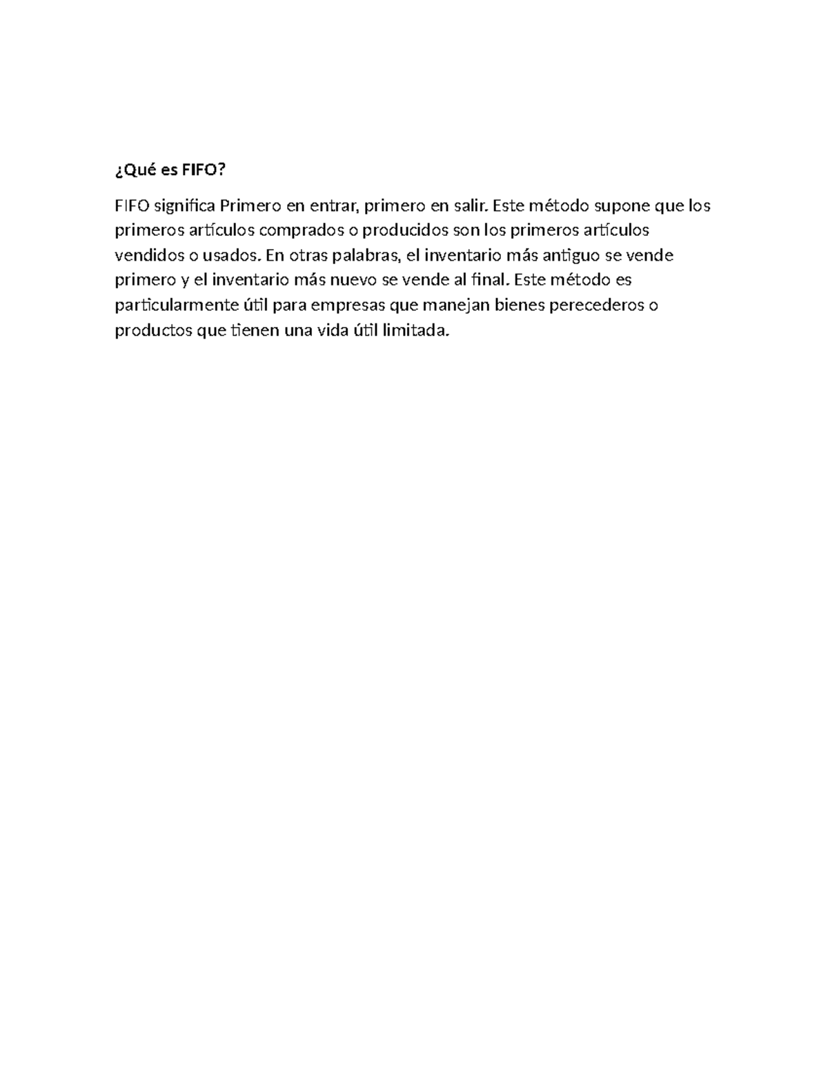 FIFO: Ventajas y Desventajas del Método de Inventario en Gestión - Studocu
