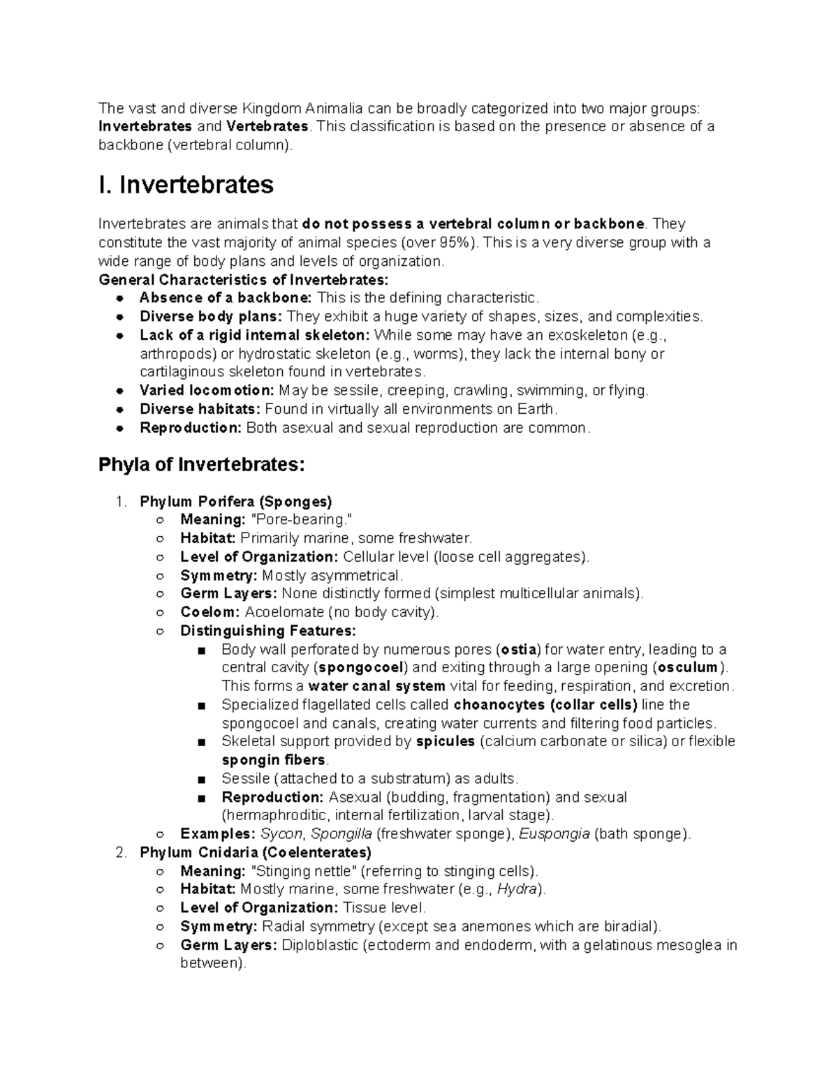 Animalia 205: Invertebrates vs. Vertebrates - Classification Overview ...