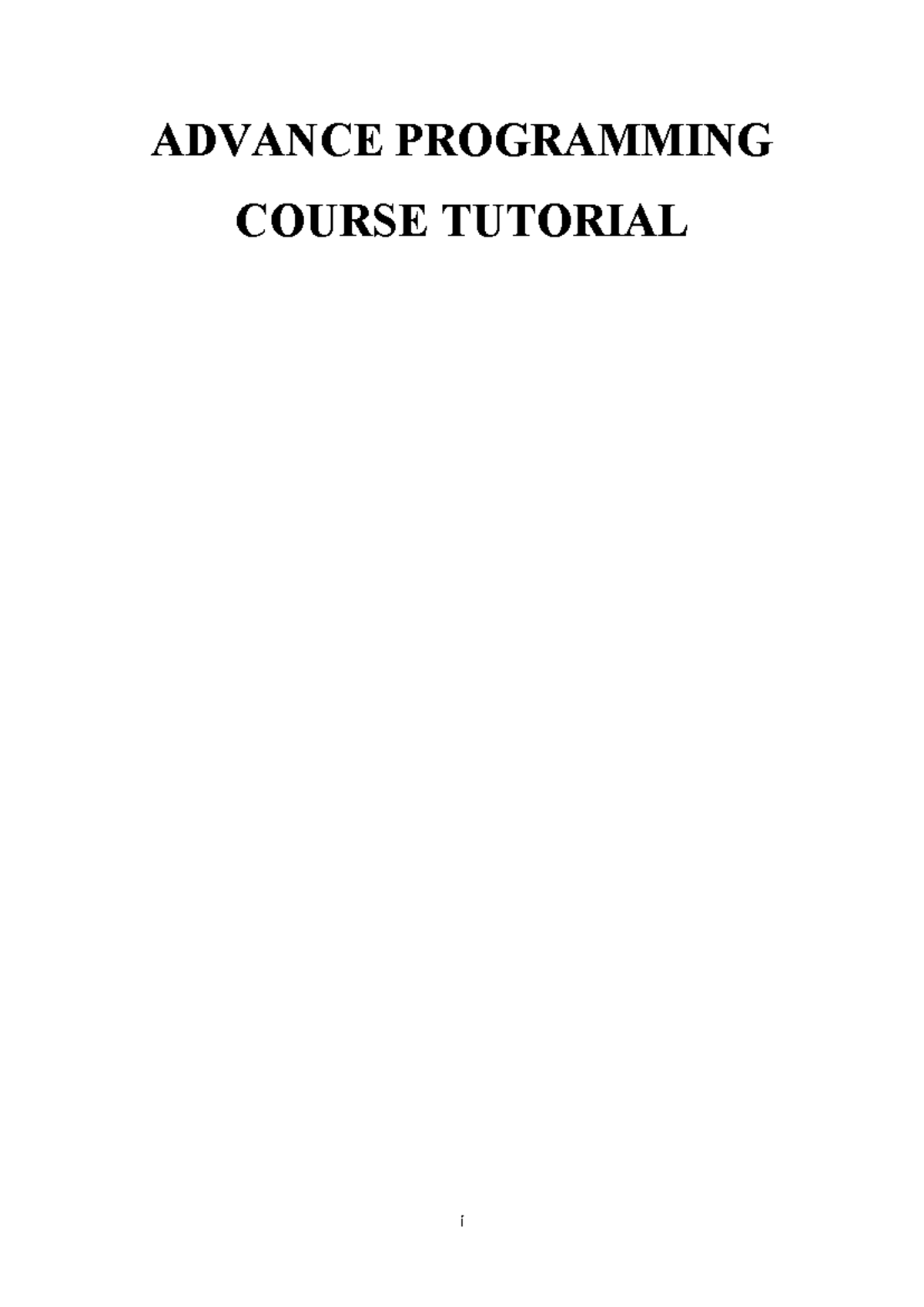 Advanced Programming Course Tutorial: Java Concepts and Techniques - Studocu