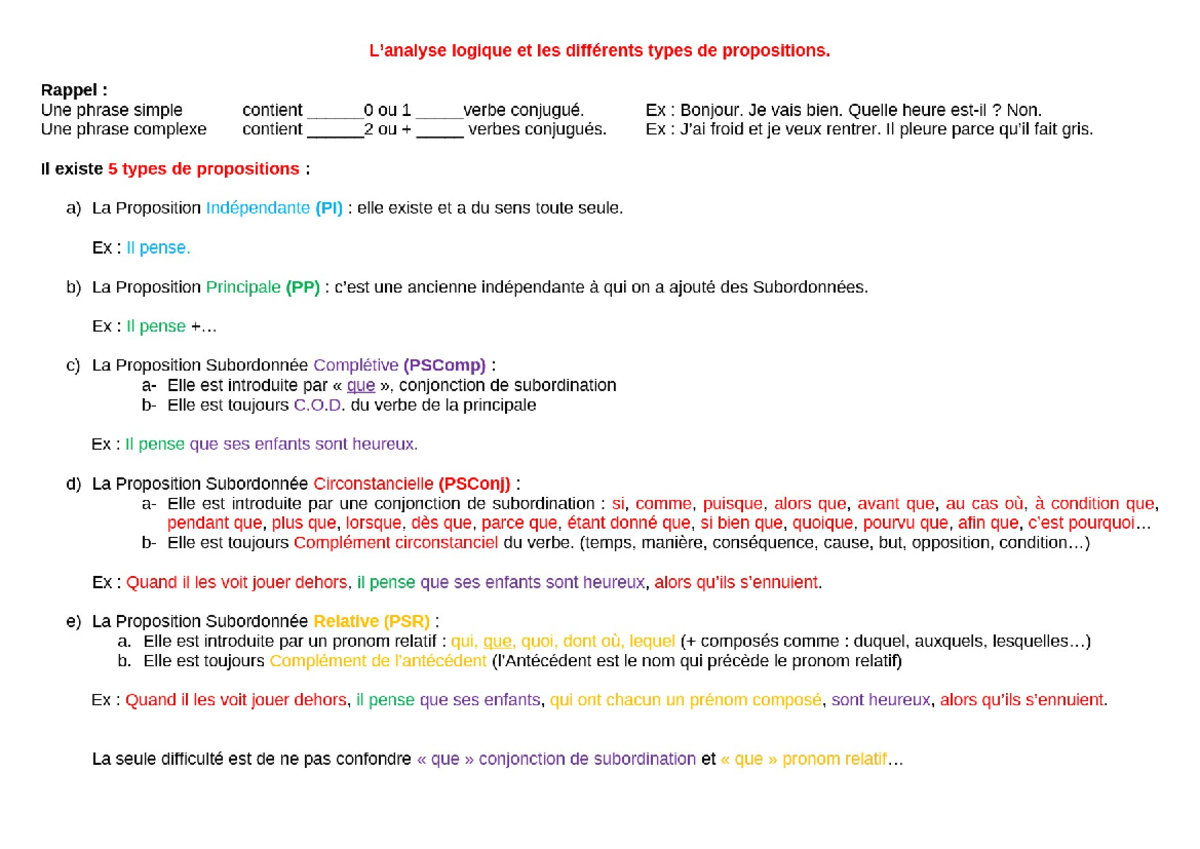 Cours sur les Propositions et Types de Logique - Logique 101 - Studocu
