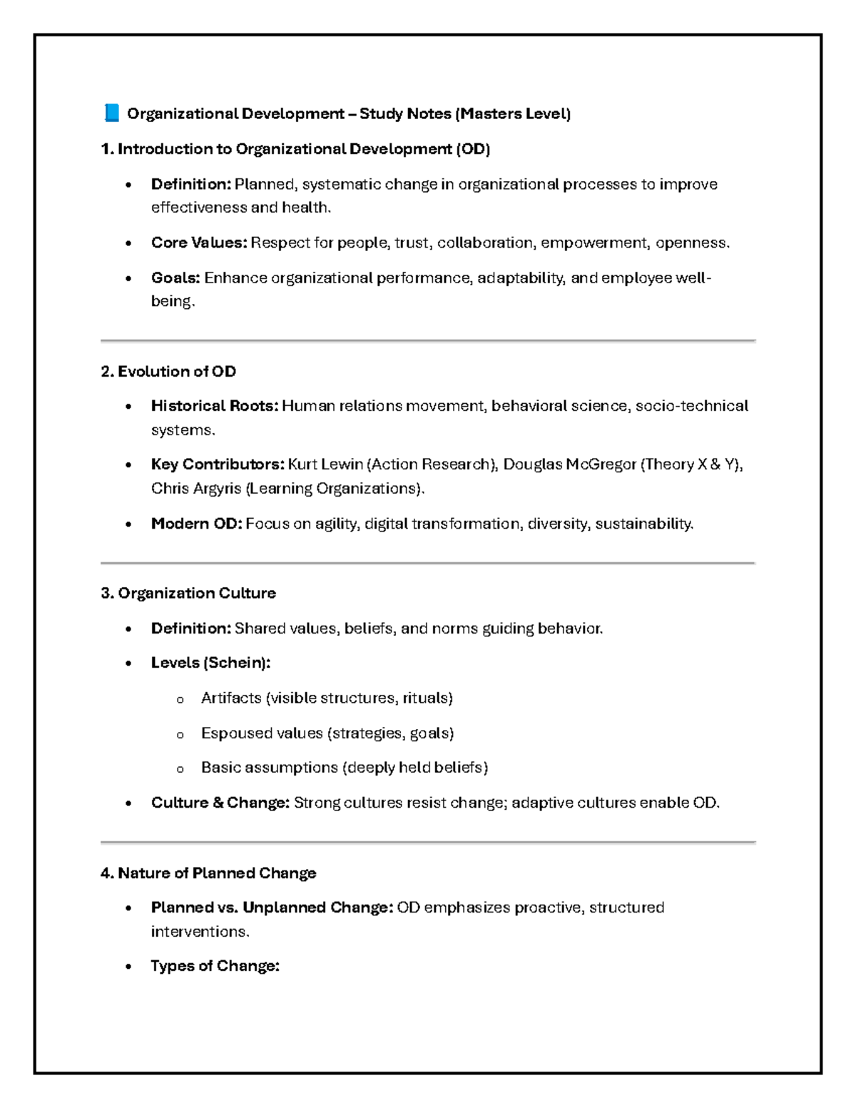 MGMT 628 - Organizational Development Study Notes for Masters Level ...