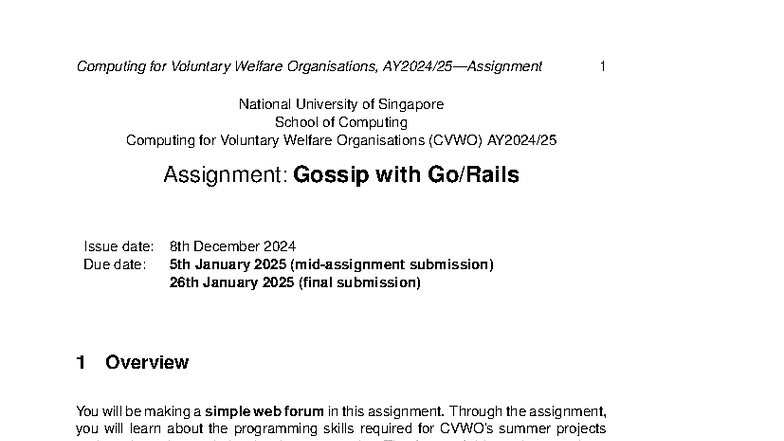 CVWO 2025 Assignment: Web Forum Development Guide - Studocu