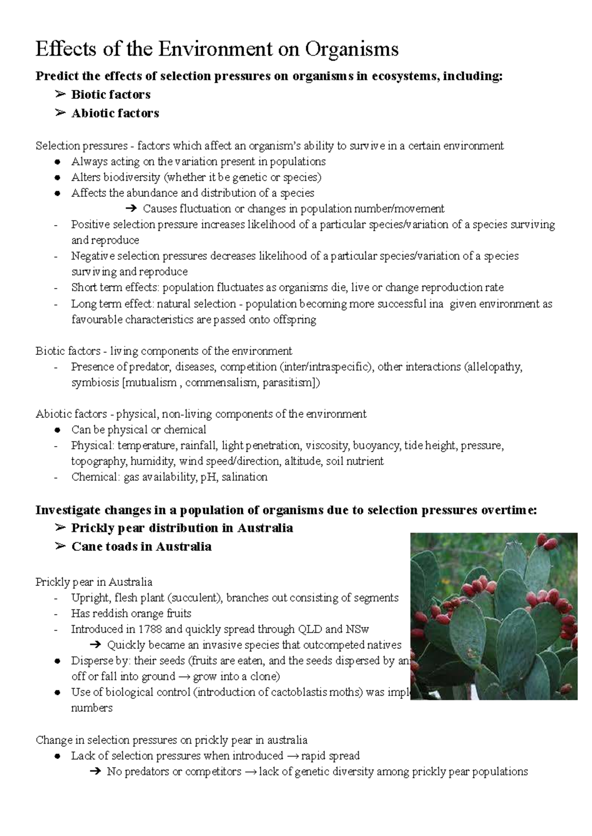 Biology Notes Mod 3: Effects of Environment on Organisms and Evolution ...