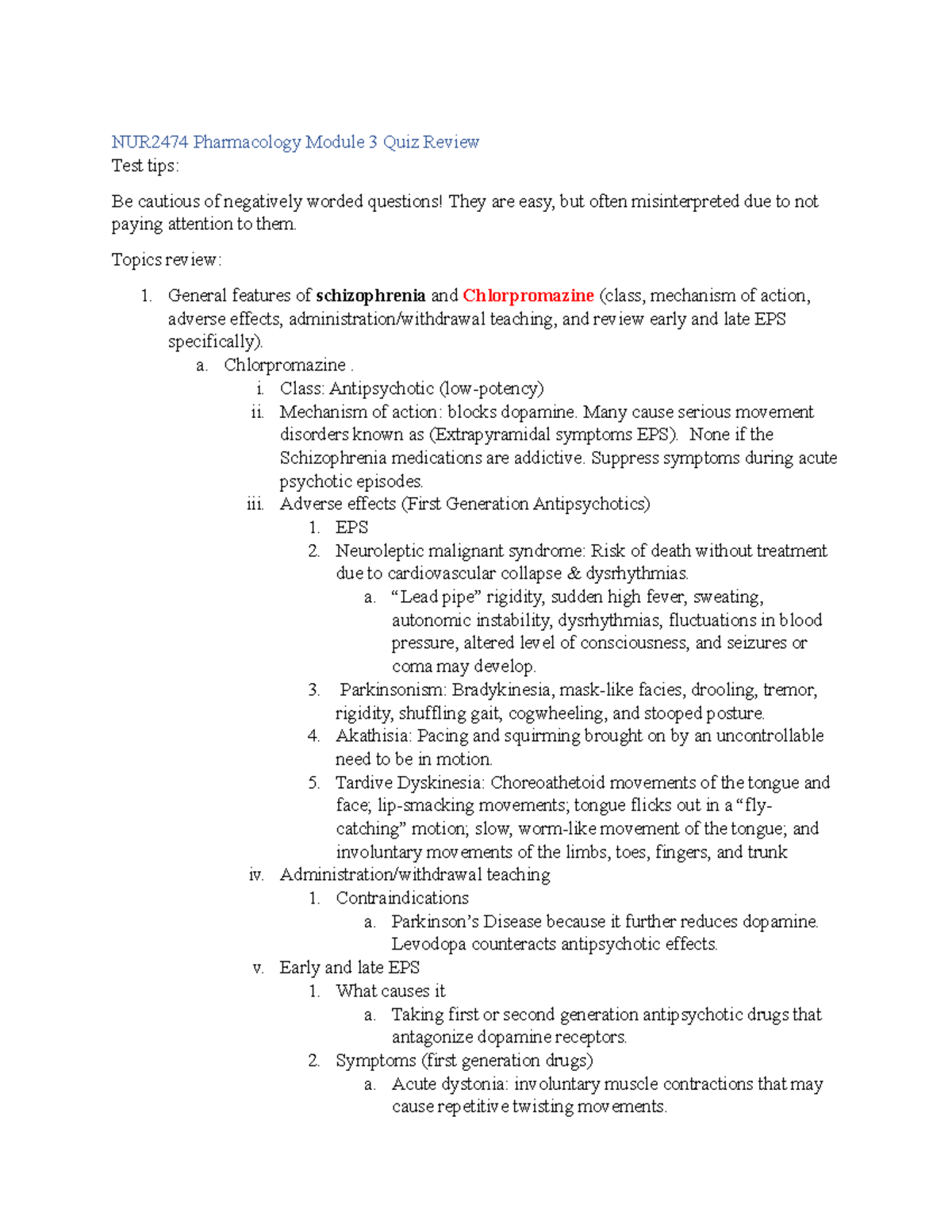 NUR2474 Pharmacology Module 3 Quiz Review - Topics review: General ...