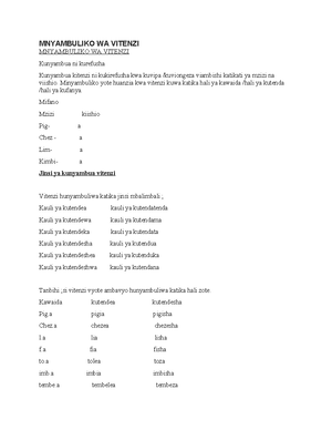 Ngeli ZA Kiswahili - NGELI ZA LUGHA NGELI Ngeli ni mkusanyiko wa majina ...