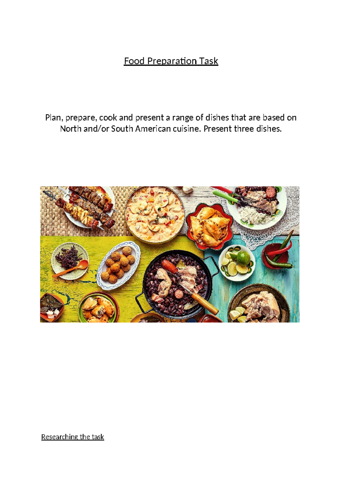 NEA2: Time Plan for Preparing North & South American Dishes - Studocu