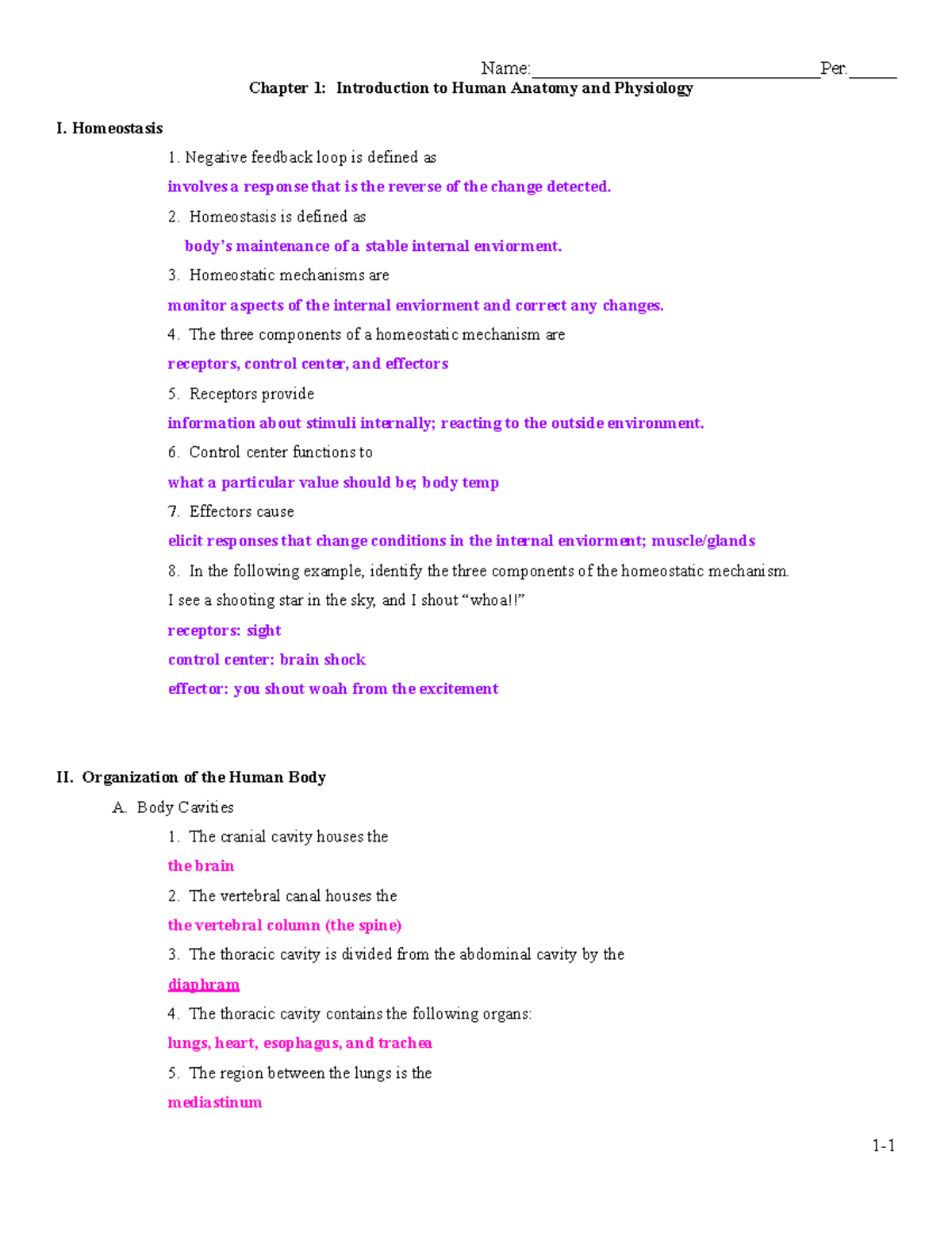 Chapter 1 Anatomy Intro Study Guide - Chapter 1: Introduction to Human ...