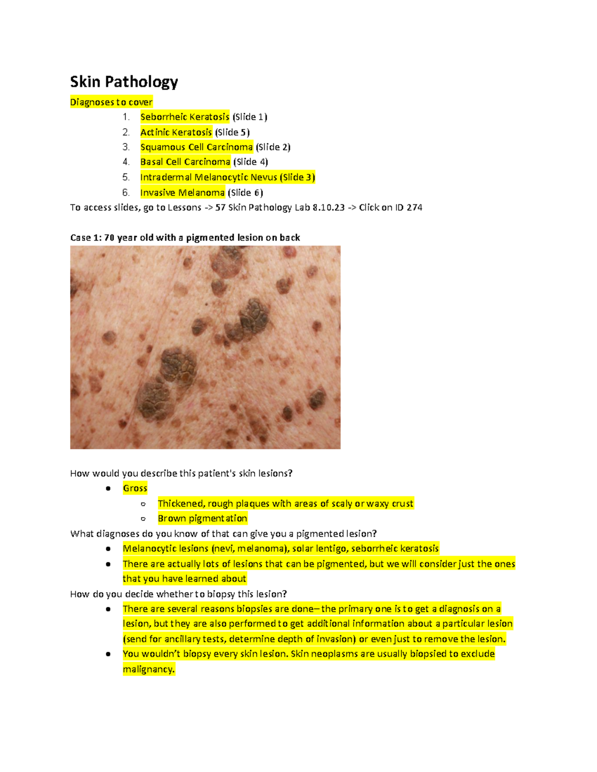 Skin Pathology Case Studies: Diagnoses & Histology Correlations - Studocu