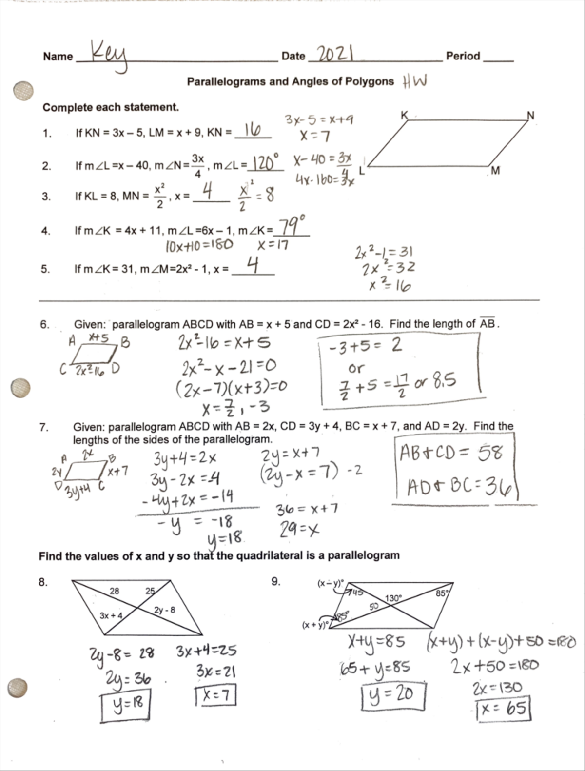 Parallelograms & Angles: Key Concepts & Properties Analysis - Studocu