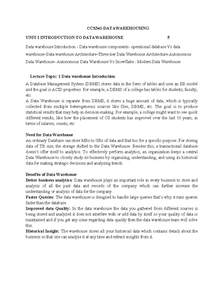 data warehouse - CCS341 - Studocu