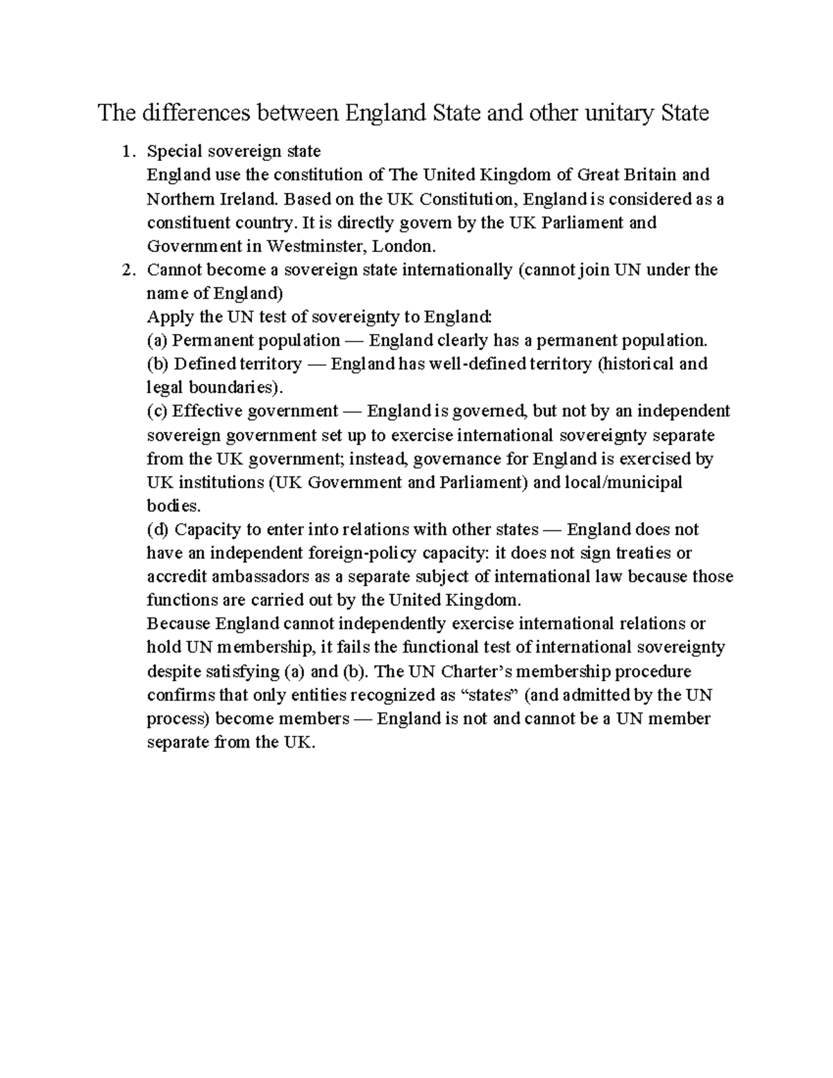 Differences Between England and Other Unitary States: A Study - Studocu