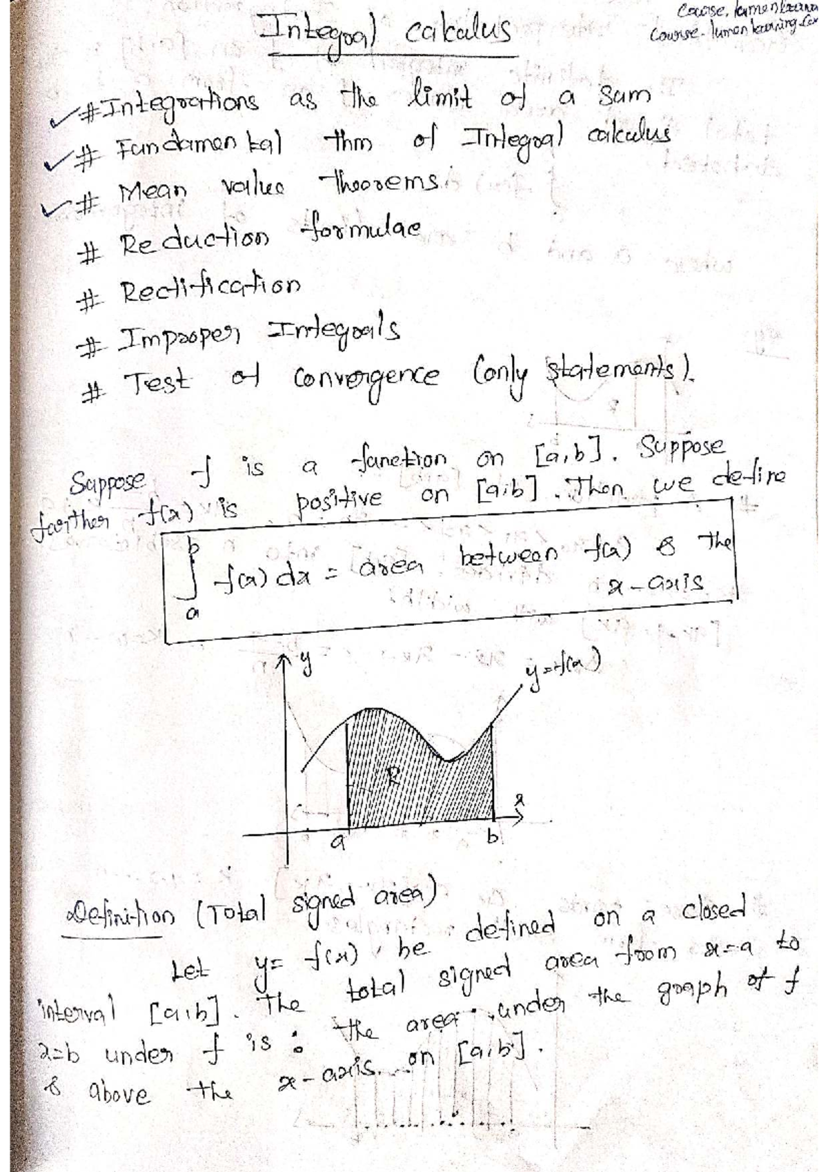 9.2 M1 - UNIT 2 - INTEGRAL CALCULUS COMPLETE NOTES - Studocu