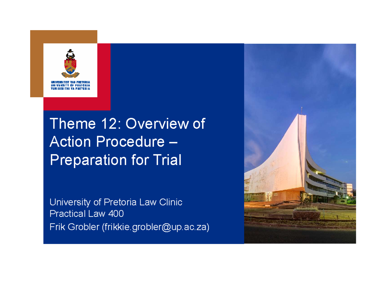 Practical Law 400: Overview of Action Procedure for Trial Preparation ...