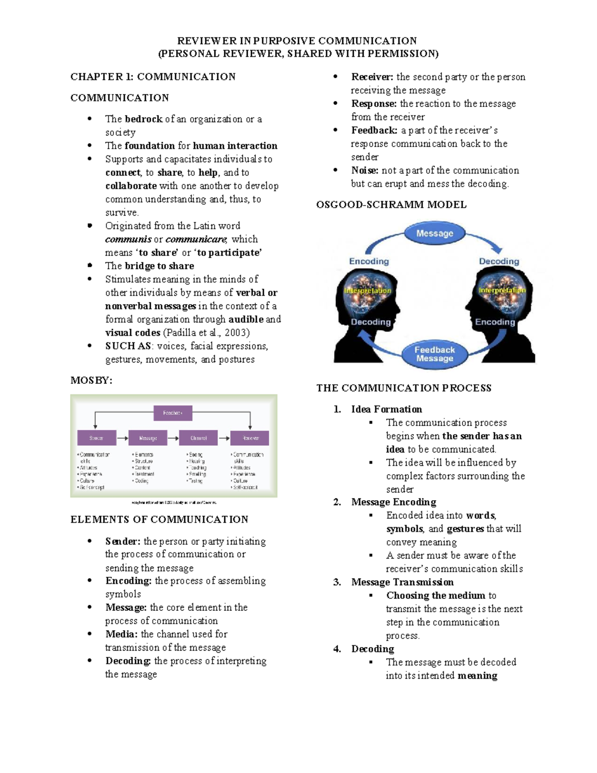 REVIEWER IN PURPOSIVE COMMUNICATION (PERSONAL REVIEWER) CHAPTER 1 ...