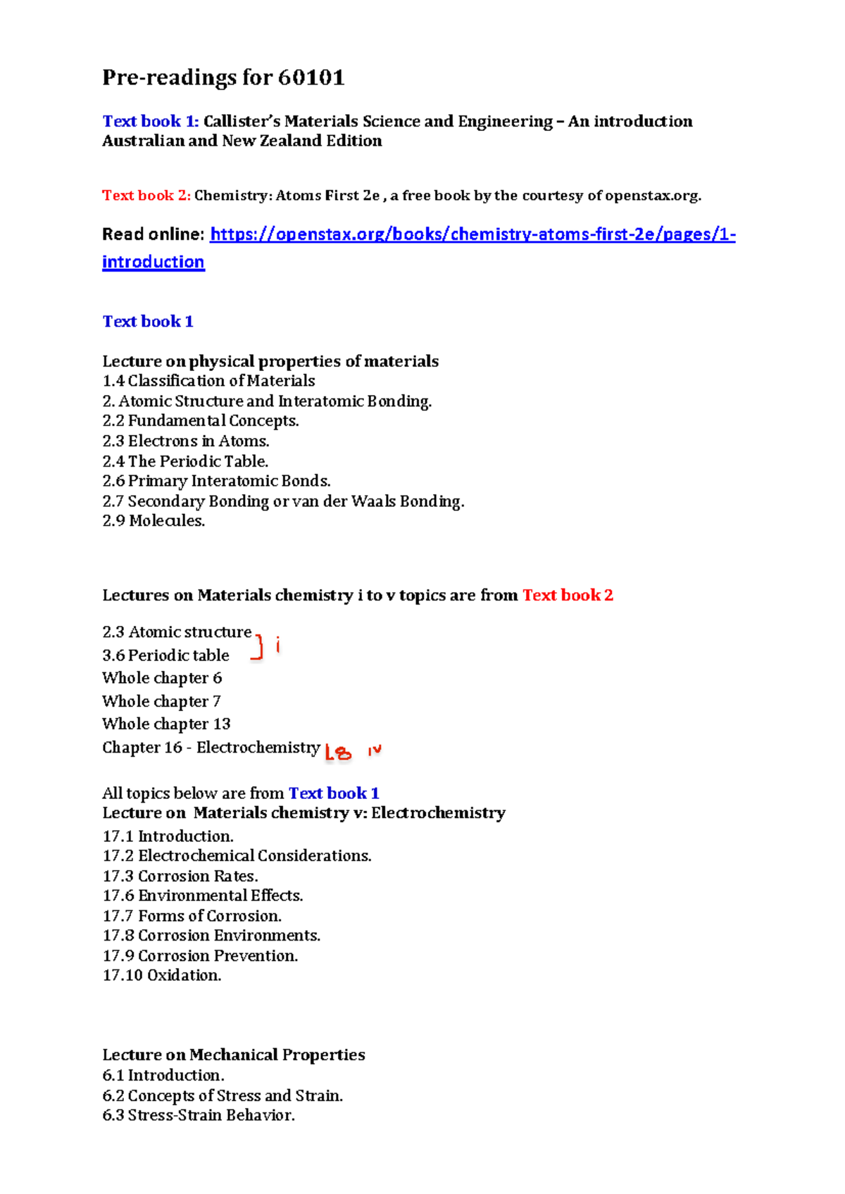 Pre-Reading List for 60101: Materials Science & Engineering Topics ...