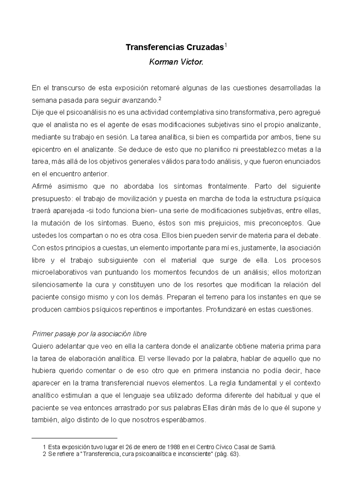4.1 Transferencias cruzadas - Korman V - Transferencias Cruzadas 1 ...