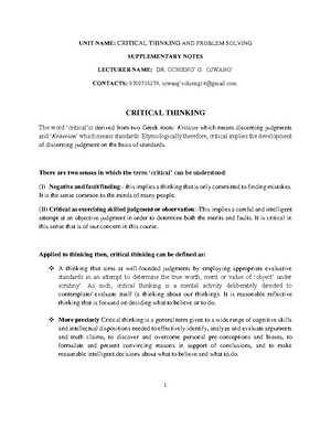 [Solved] Understanding concepts as a aspect of critical thinking ...