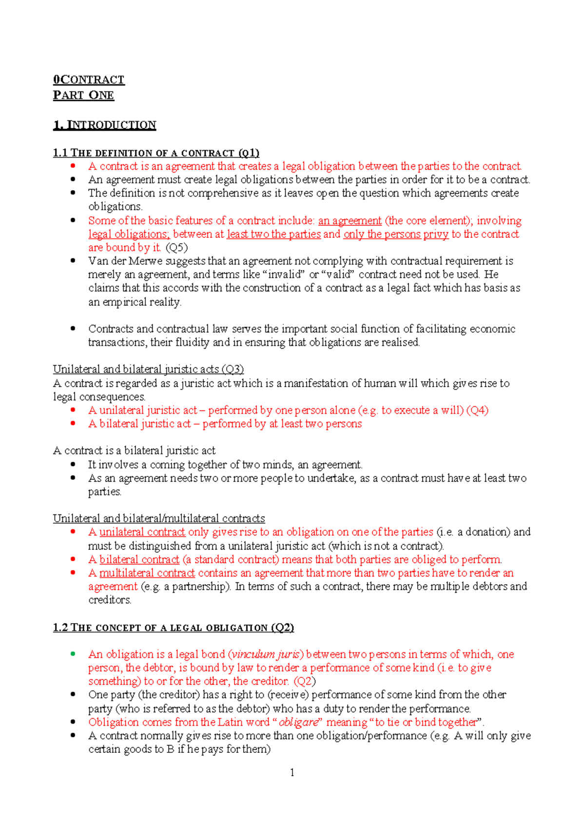 Contract Law Overview: Key Concepts and Principles (LAW101) - Studocu