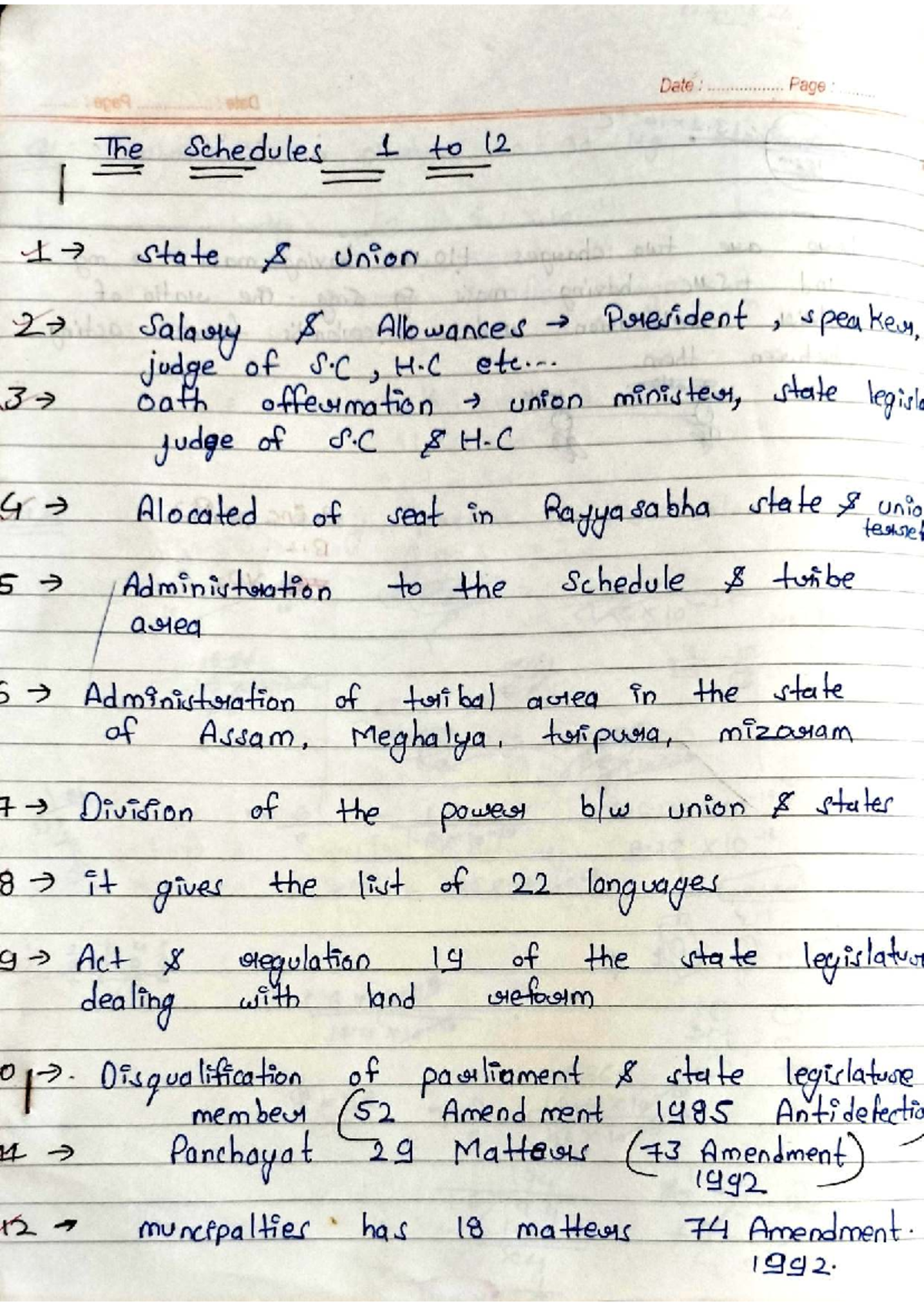 Indian Constitution: Schedules and Parts Overview - Studocu