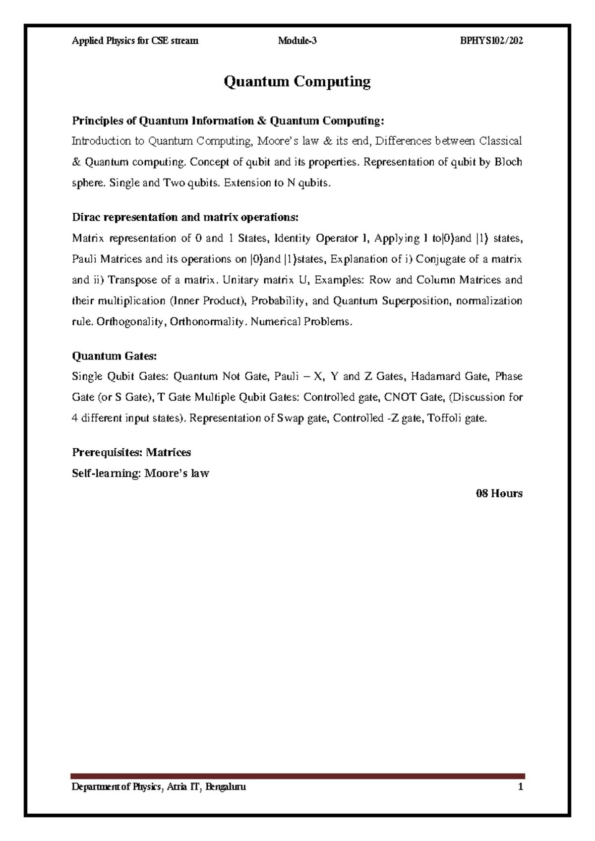 M3_Quantum Computing_2022-23.pdf - Module- Quantum Computing Syllabus: Principles of Quantum ...