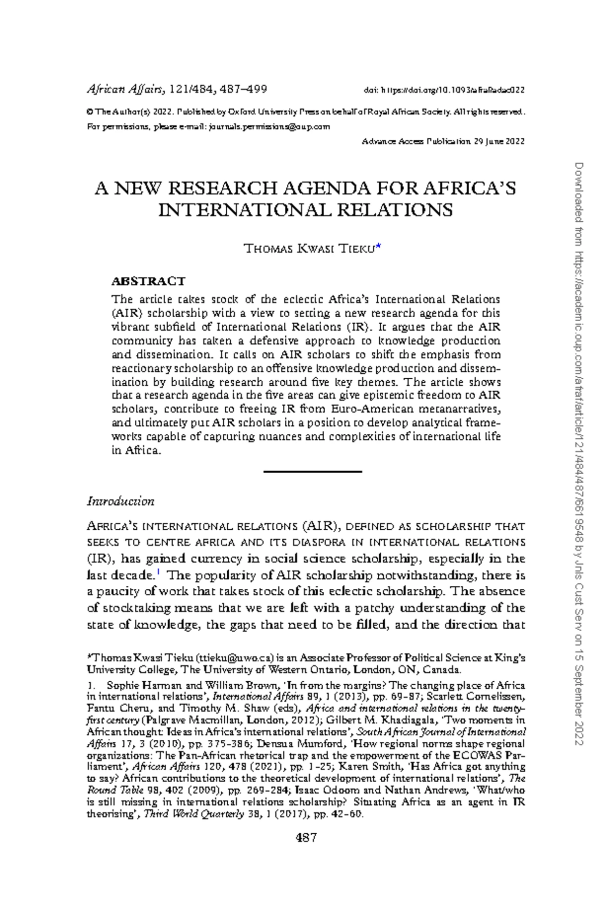 POLS 308 Final Exam Articles: Africa's Role in IR Dynamics - Studocu