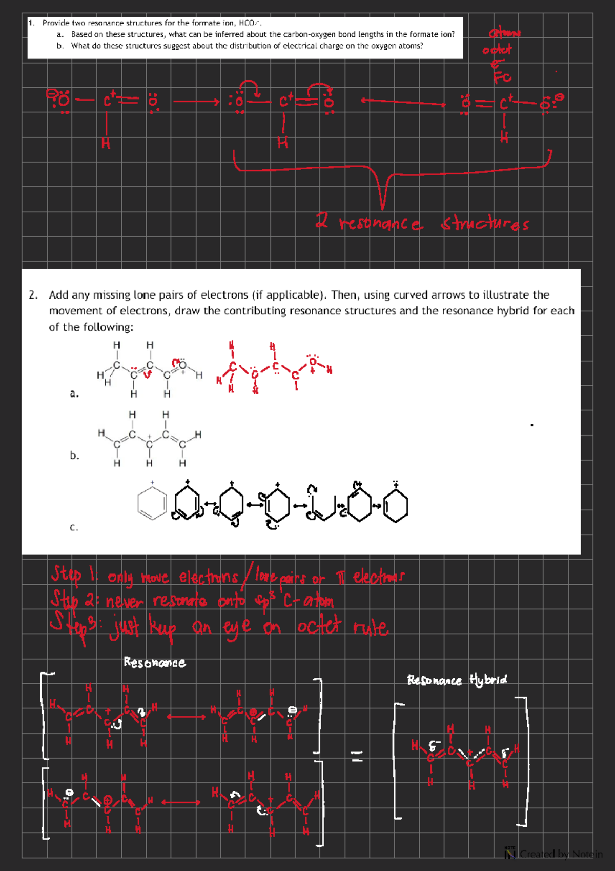 Orgchem - Organic Chemistry - 1. Provide two resonance structures for ...